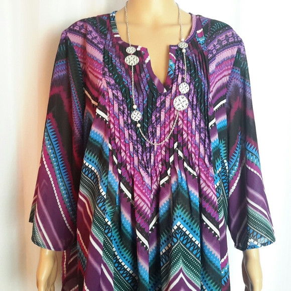 Roaman's | Tops | Roamans Semi Multicolor 34 Sleeves Size 22 W | Poshmark